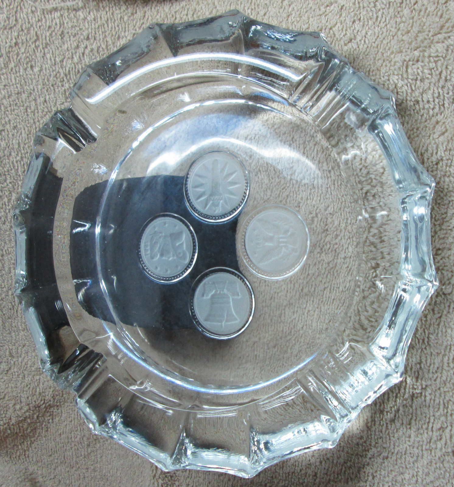 Vintage Large 8" Diameter "Fostoria" Coin Glass Pattern Ash Tray | eBay