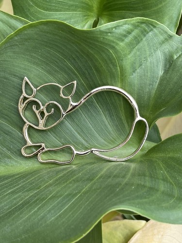 Vintage Gold Tone Outline Of A Cat Brooch Pin, 2.5" | eBay