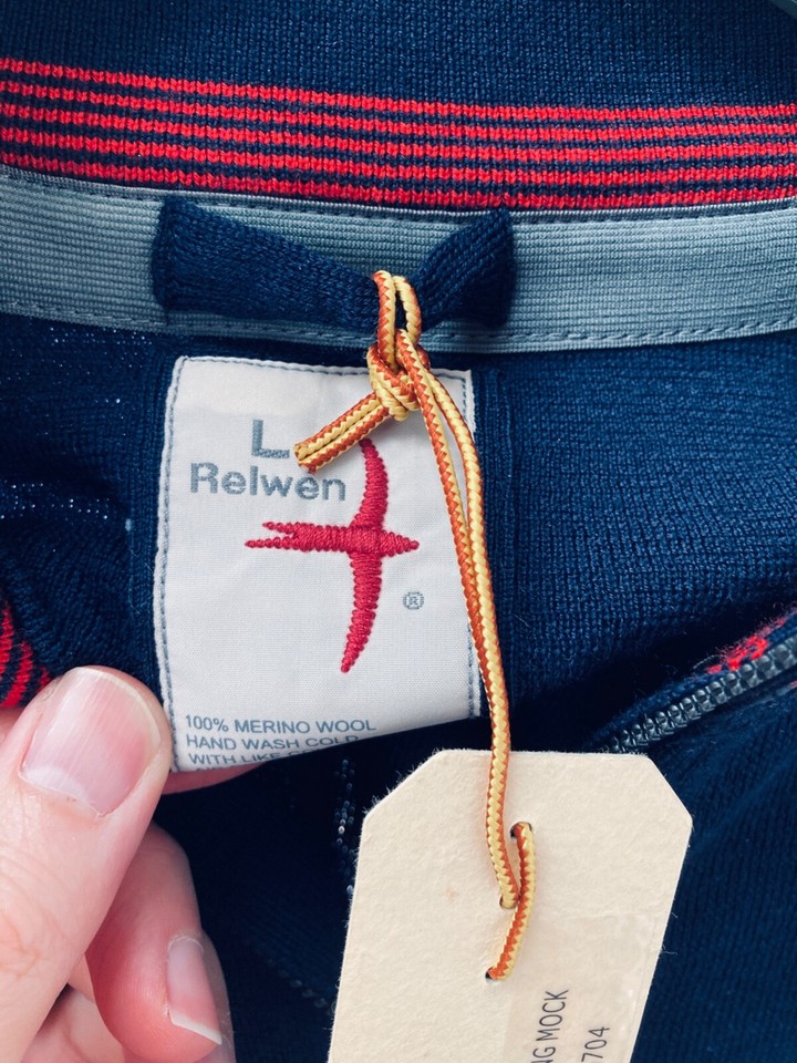 Relwen Men 1/4 Zip 100% Merino Wool Blue Pullover Size Large, NWT | eBay