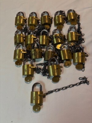 WB Wilson Bohannan padlocks keyed alike with keys and body chains (lot ...