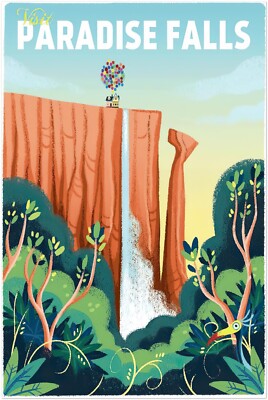 Disney Pixar - UP Movie Poster, Paradise Falls Travel Poster | eBay