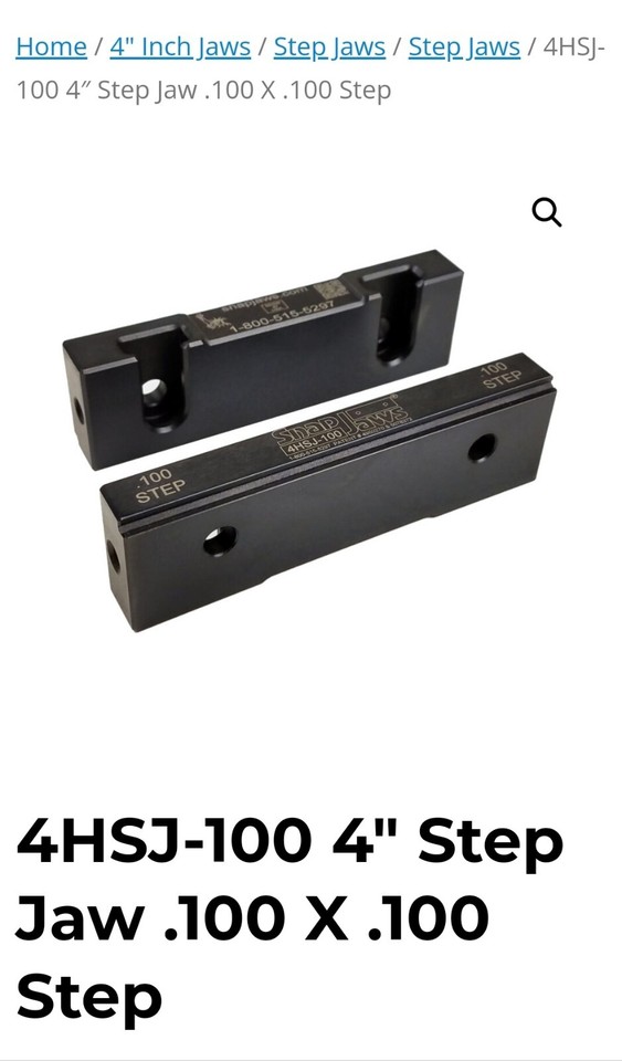 1 Pair Snap Jaws 4HSJ-100 Hard Steel Vise Jaws with Step, fits 4" Vise ...