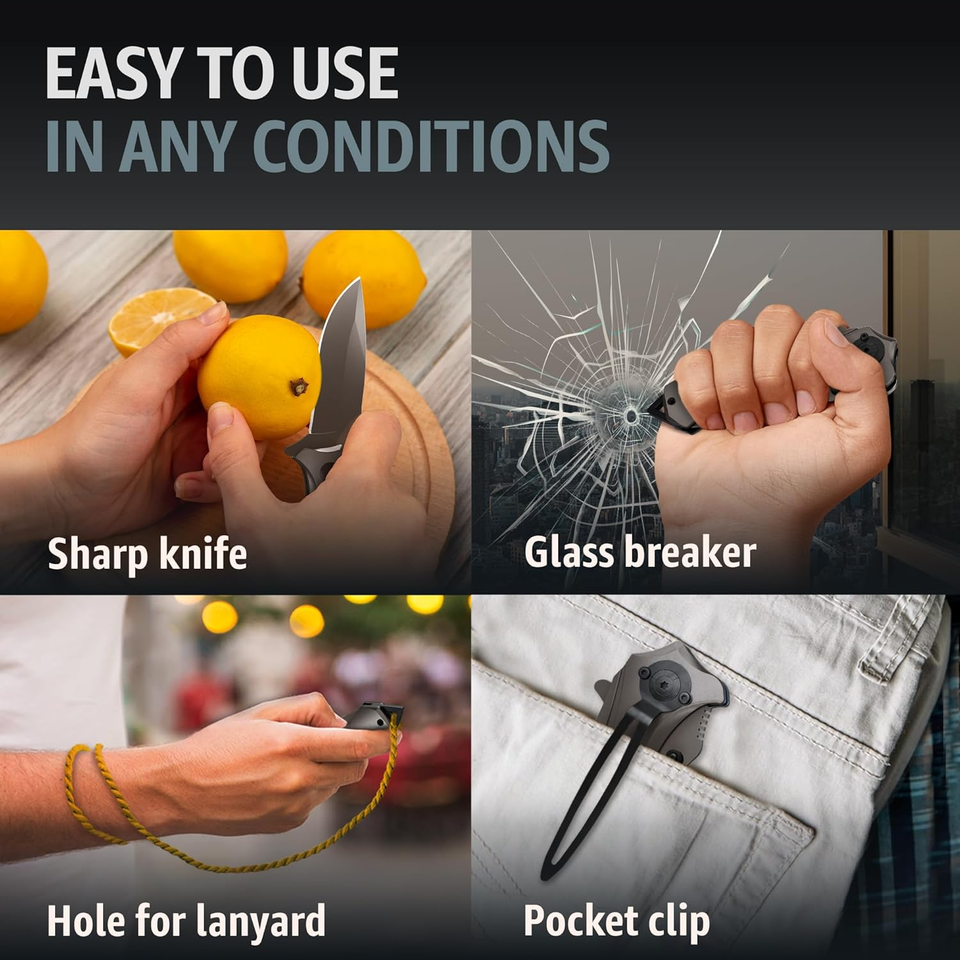 Pocket Knife for Men Best Knife Folding Knife with Glass Breaker and ...