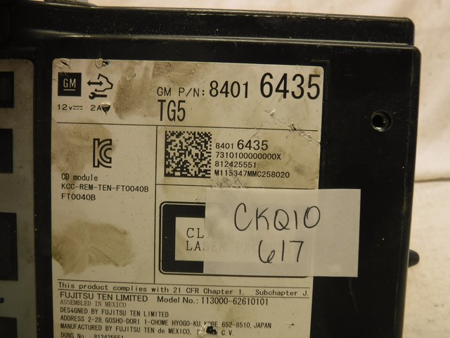 2017 Chevrolet Silverado 1500 CD Disc Player 84016435 OEM for sale ...