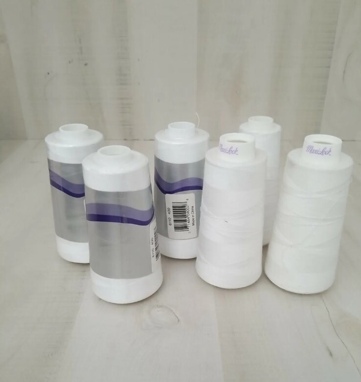 Lot of 6 SureLock Thread New Spool, 2 maxi-lock used 3000 Yds, White ...