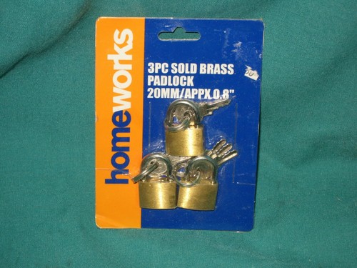 3 PC Small Padlocks 20mm Mini Brass Locks Jewelry Safe toolbox etc W 3 ...