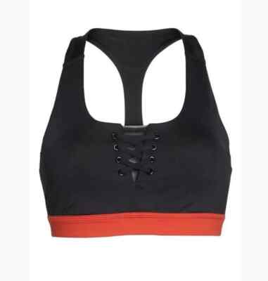 Zella Lace it Up Sports Bra Medium M Black Red Racerback Sportbra | eBay