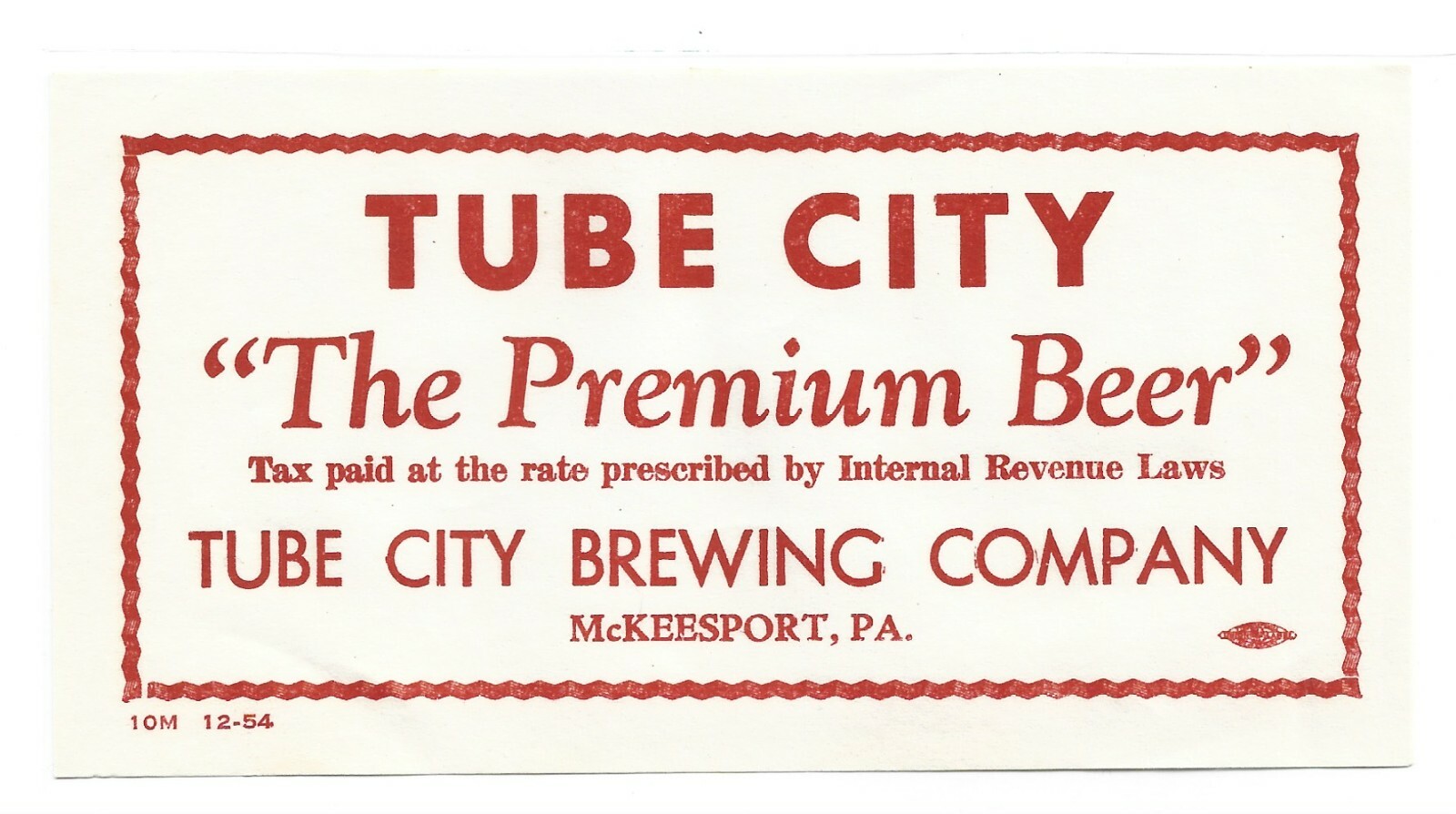 TUBE CITY,THE PREMIUM BEER,LABELS, IRT KEG LABEL-TUBE CITY BREWING ...