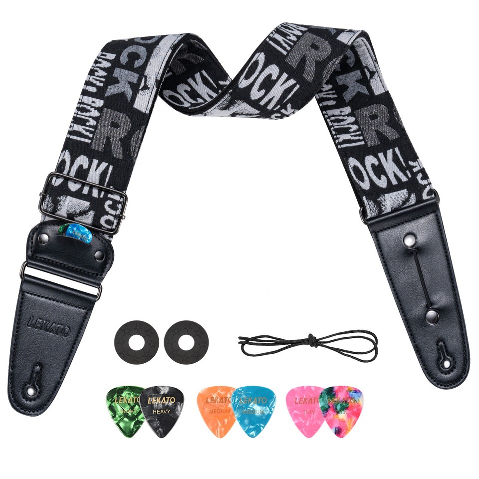 LEKATO Acoustic Electric Guitar Bass Strap 2"-3.5" Wide Holder ...