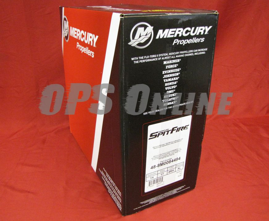 Mercury New OEM Spitfire 4 Blade AL Prop 14 x 17 Propeller 48-8M0084494 ...