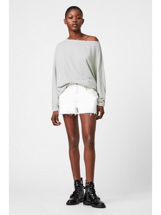 All Saints Rita T-shirt Designer Long Sleeve Drop Shoulder Detail Tee ...