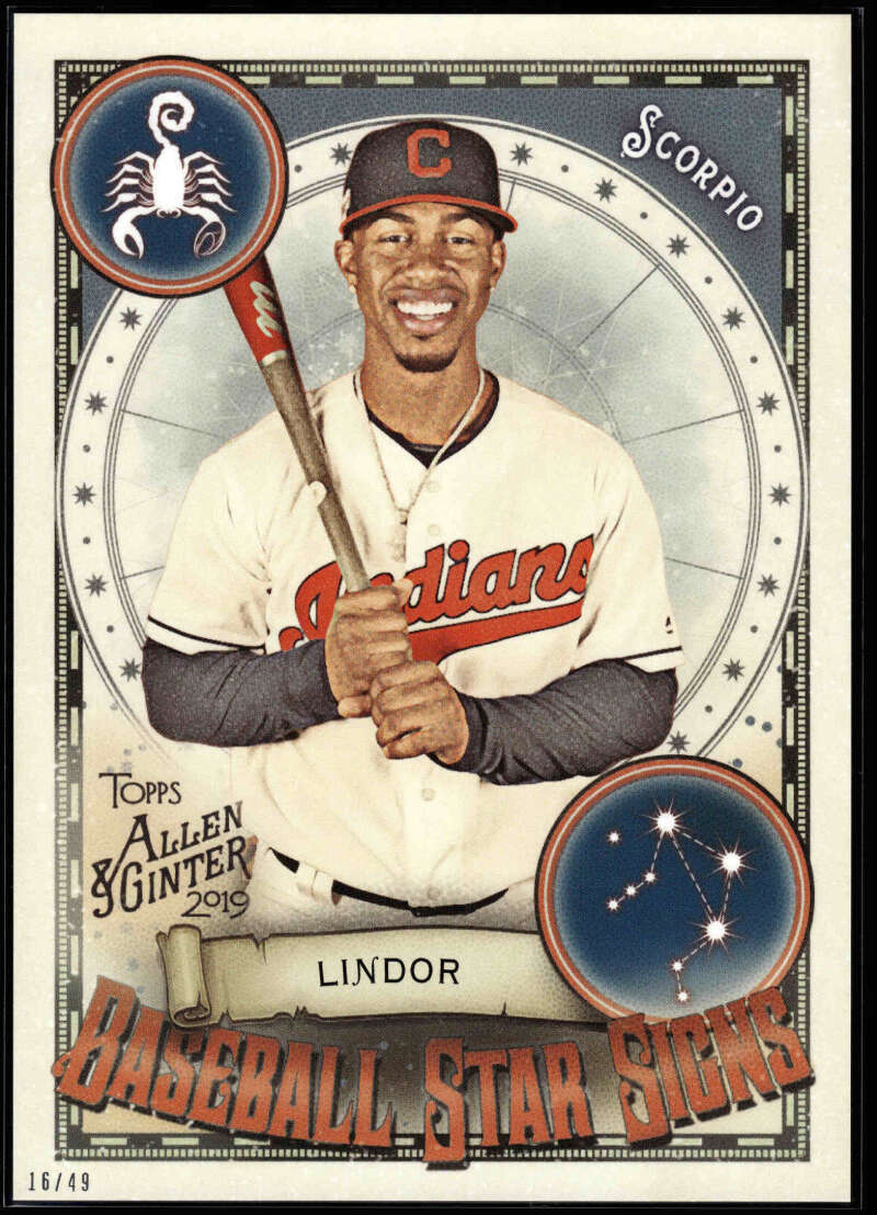 Francisco Lindor 2019 Allen and Ginter Baseball Star Signs 5x7 #BSS-8 ...