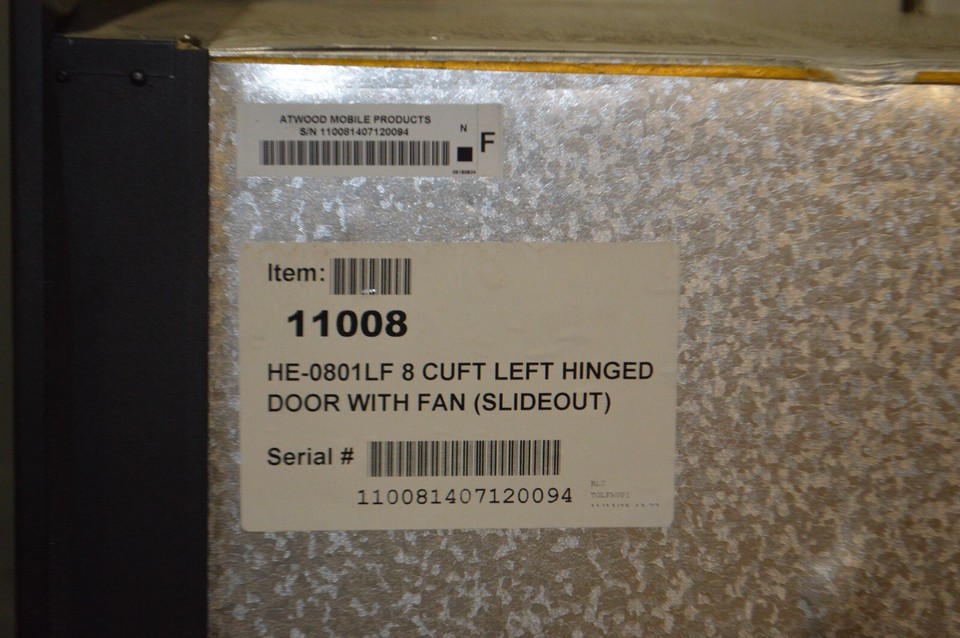 Atwood HE-0801LF w/ Fan 8.0 Cu Ft RV / Camper Refrigerator 2 Way LP Gas ...