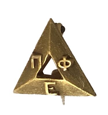 Vtg Pi Epsilon Phi Fraternity Sorority Lapel Pin Gold Triangle HTF | eBay