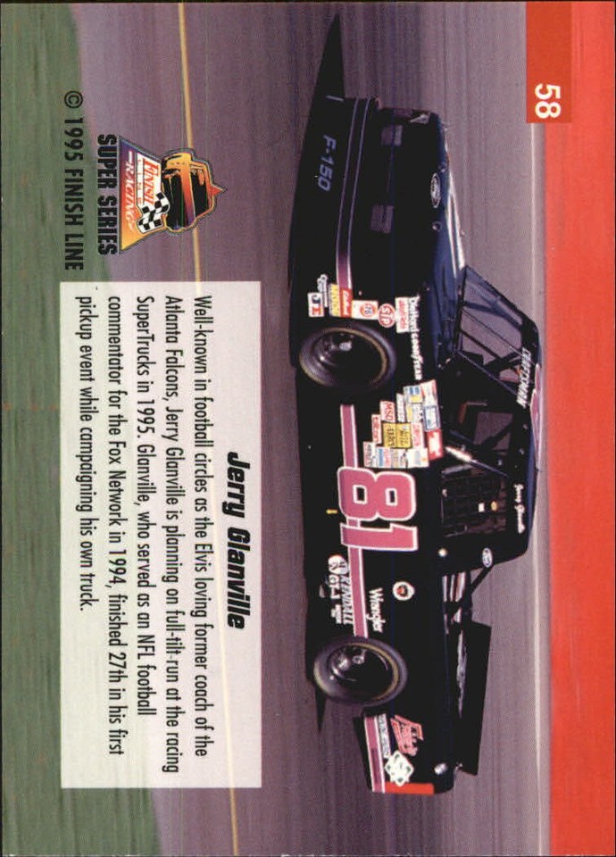 1995 Finish Line SuperTrucks #58 Jerry Glanville | eBay