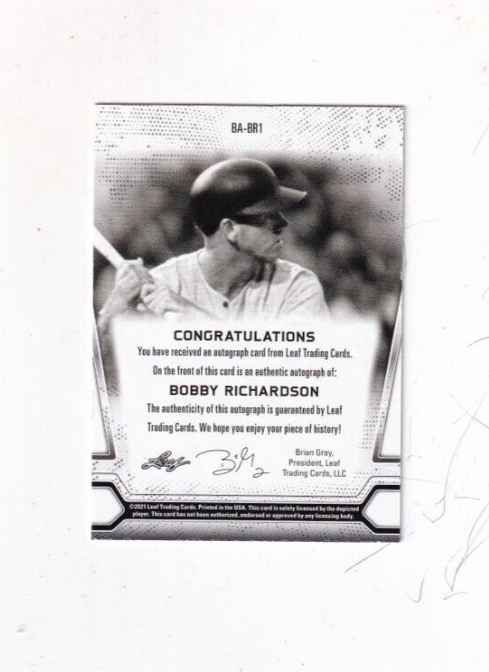 2021 BOBBY RICHARDSON LEAF AUTO/AUTOGRAPH NEW YORK YANKEES | eBay