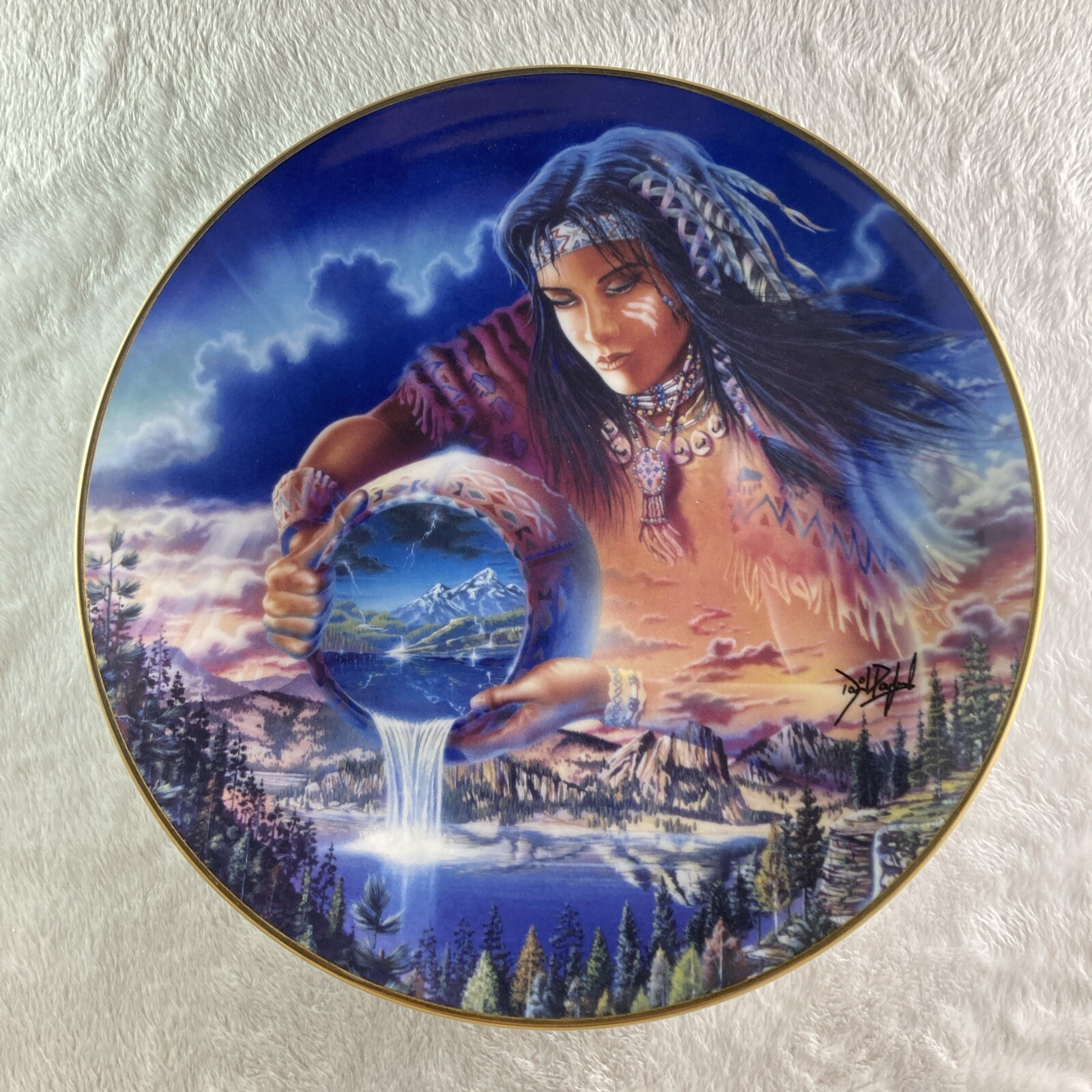 THE WATERS OF LIFE Plate Franklin Mint Native American Indian Woman D ...