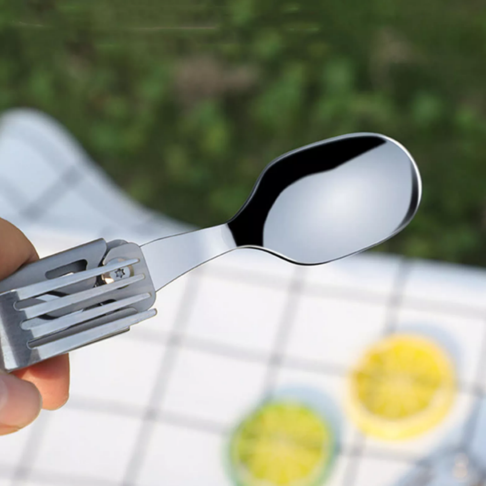 Camping Eating Utensil Set Folding Emergency Cutlery Knife Fork Spoon ...