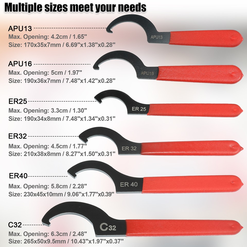 Pack 6 Coil Over Wrench Shock Spanner Universal Adjustable C Shape ...