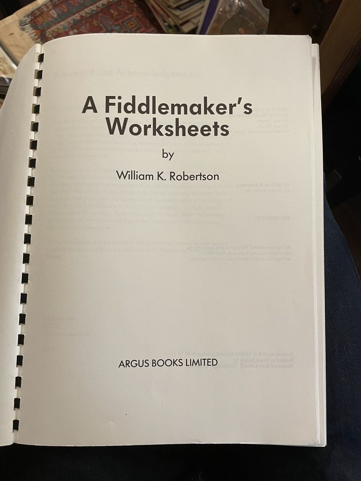 Robertson's Fiddlemaker's Worksheets : Violin / Fiddle Making : Music ...