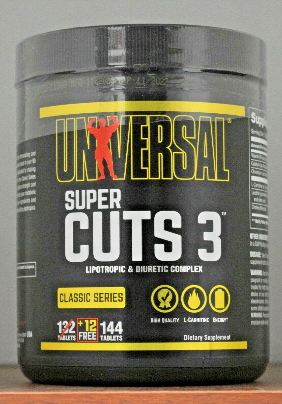 Universal Nutrition Super Cuts 3 Lipotropic Diuretic Complex 144 ...
