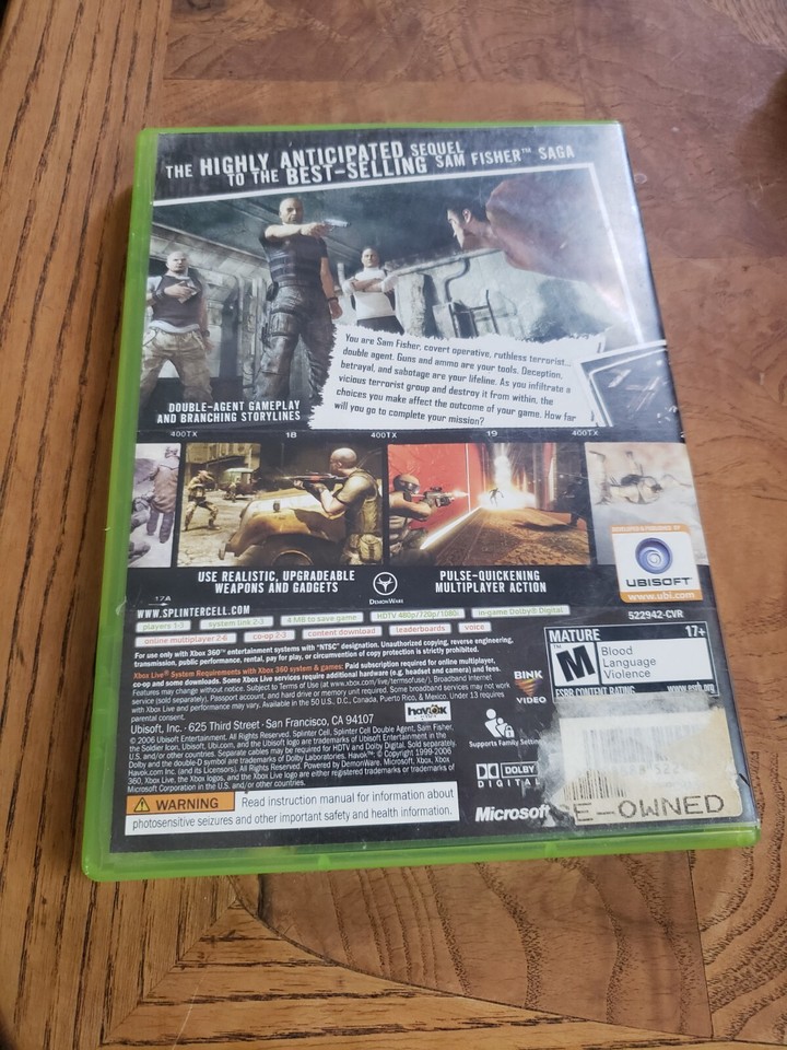Tom Clancy's Splinter Cell: Double Agent (Microsoft Xbox 360, 2006 ...