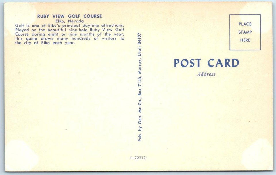 ELKO, Nevada NV RUBY VIEW GOLF COURSE Golf Cart ca 1970s Postcard | eBay