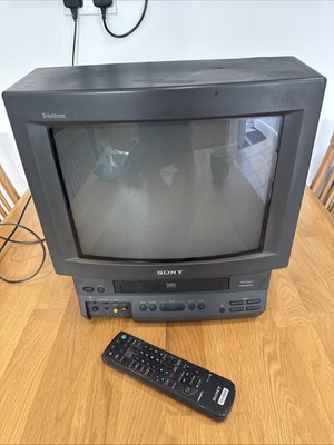 SONY Trinitron KV-14V5U. CRT Colour TV VHS Combo Retro Gaming 14" With ...