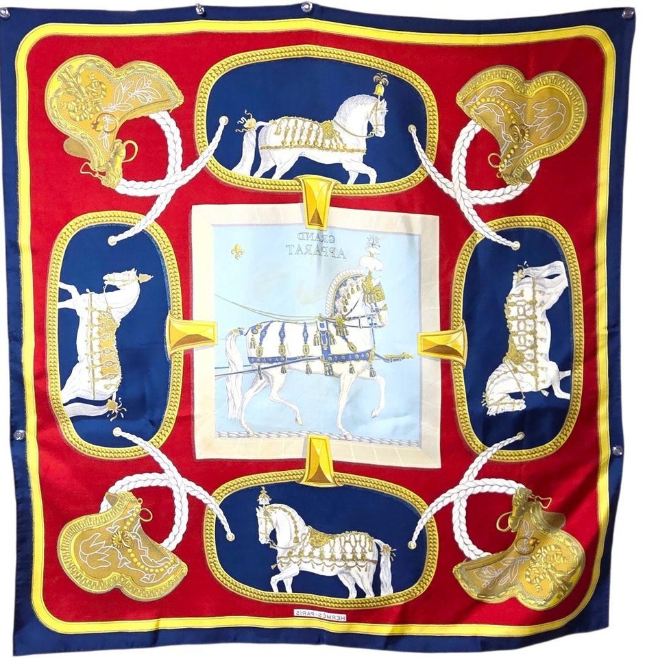 Herm S Hermes Carre90 Grand Apparat Horse Gear Scarf | eBay
