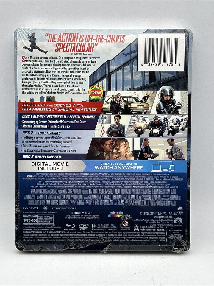 Mission Impossible: Fallout - Blu-Ray Limited Edition Steelbook (Brand ...