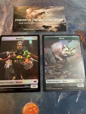 Human 001 / Boar 012 Foil Token - MTG - Innistrad: Crimson Vow Double ...