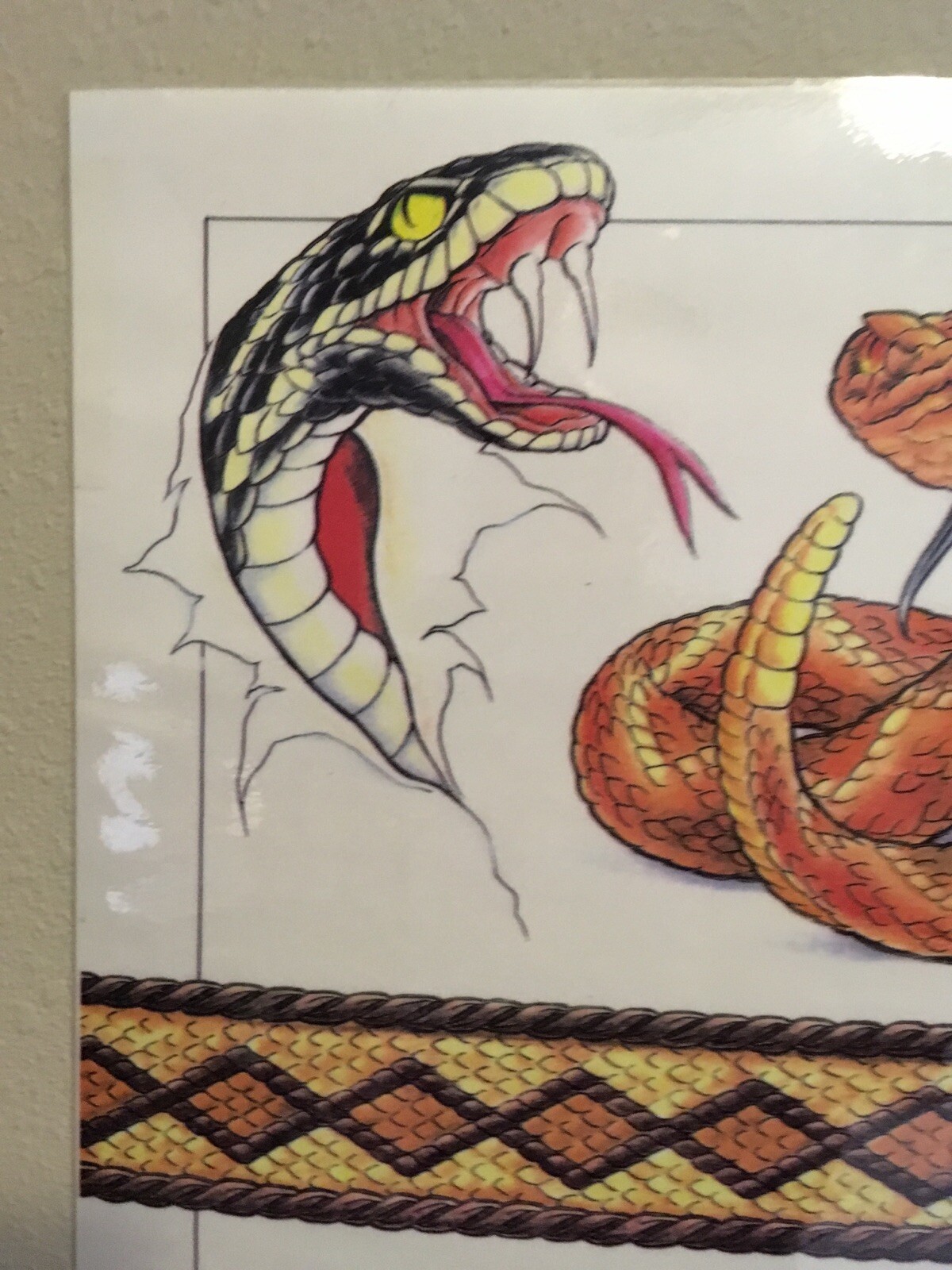 Tattoo Flash Single Sheet Print Rattlesnake Viper Snakeskin Rattler 11 ...
