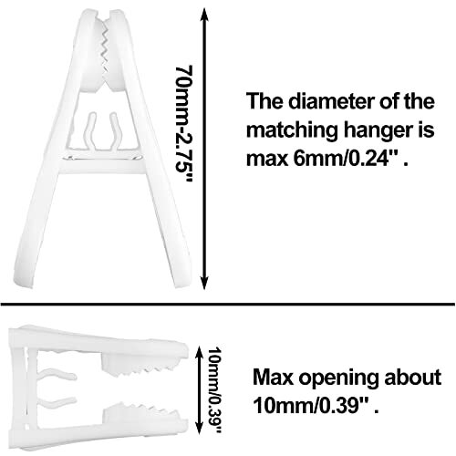 Plastic Clips 60 Pack White Multi-Purpose Hanger Clips for Hangers ...