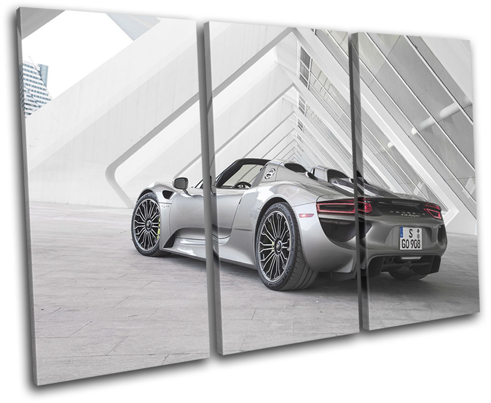 Porsche 918 Supercar Cars TREBLE CANVAS WALL ART Picture Print | eBay