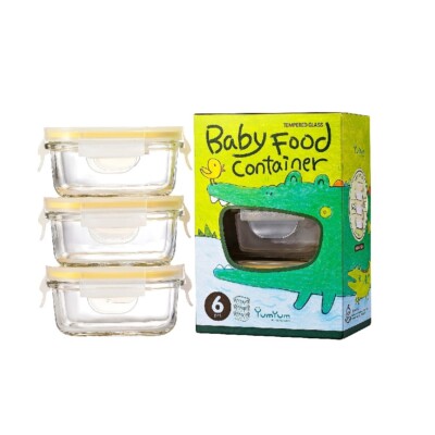 NEW GLASSLOCK 3 PIECE BABY FOOD CONTAINER SET WITH LIDS RECTANGLE ...