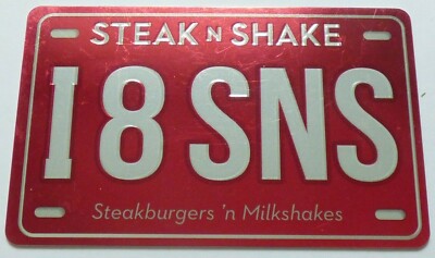 Steak 'n Shake Gift Card - Red Foil License Plate, I 8 SNS -No Value -I ...