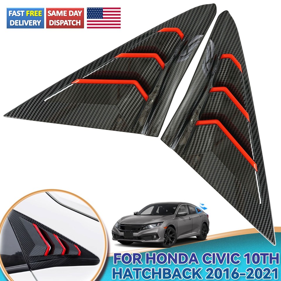 For Honda Civic Type R Hatchback 2016~2021 Rear Side Vent Window Louver ...