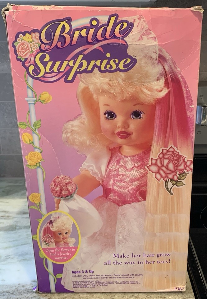 BRIDE-SURPRISE 1995-Hasbro-Baby-Doll-14" hair grows to her toes open ...