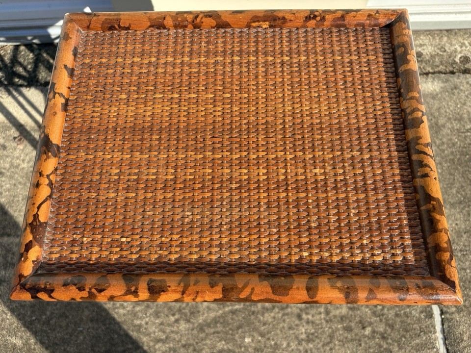 Vintage Chinoiserie Bamboo/Rattan Burnt Or Faux Tortoise Shell Magazine ...