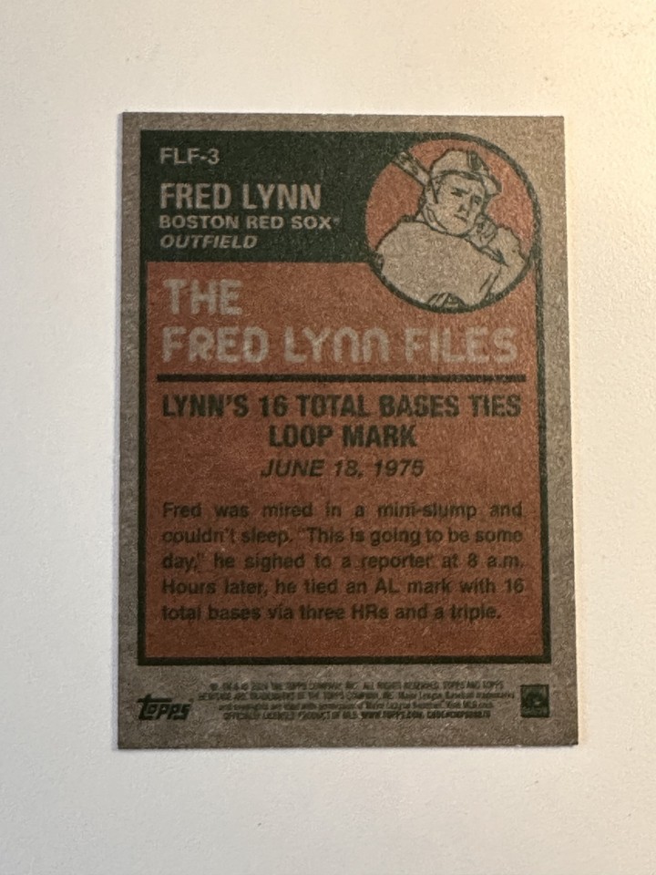 2024 Topps Heritage #FLF-3 Fred Lynn The Fred Lynn Files Boston Red Sox ...