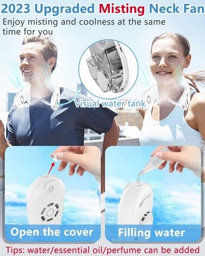Portable Neck Fan with Water Mist Spray,Personal Misting Fans for ...