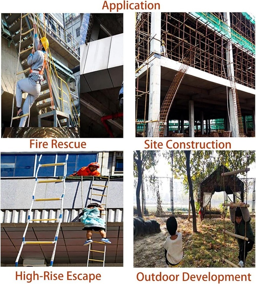 Emergency Fire Flame Resistant Safety Evacuation Ladder 2 Story 16ft ...