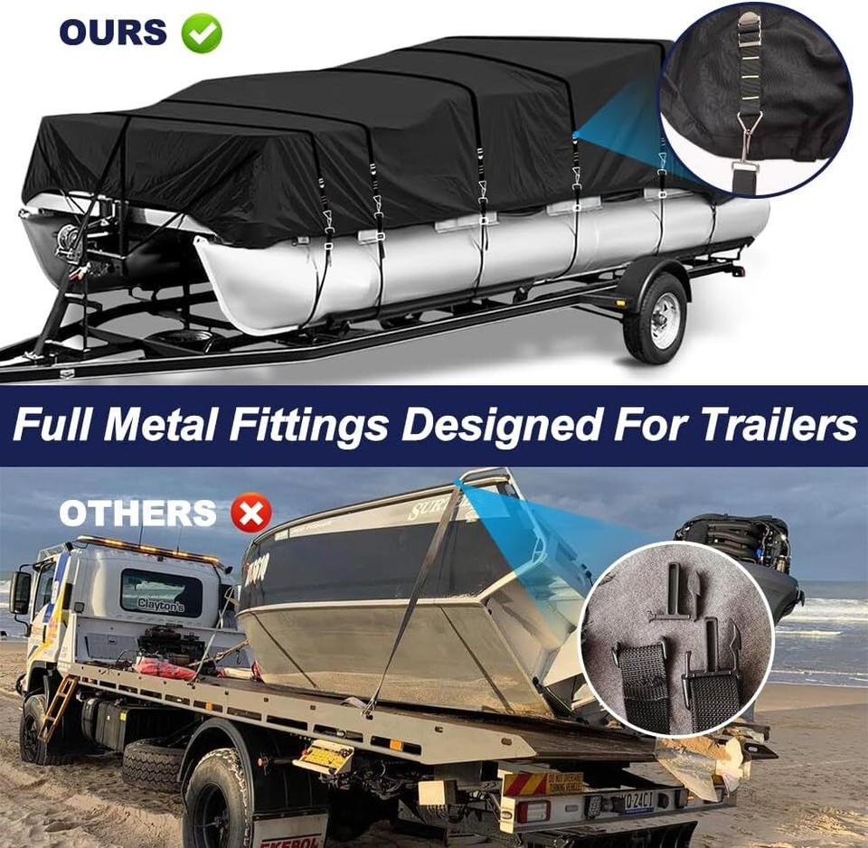 900D Heavy Duty Trailerable Pontoon Boat Cover for Winter Outside ...
