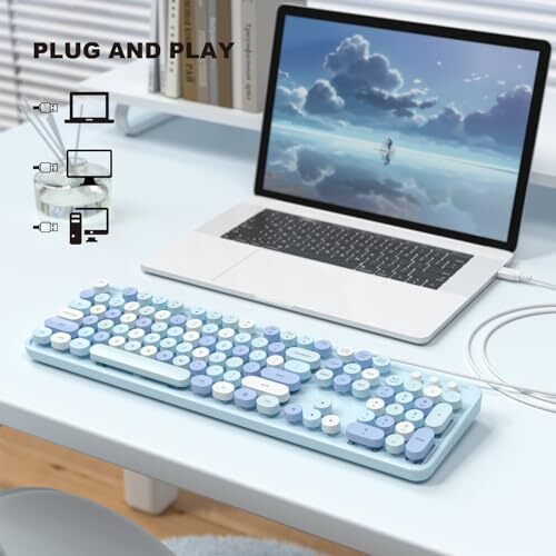 MOFII Computer Keyboards Wired Plug Play USB Full Size Typewriter ...