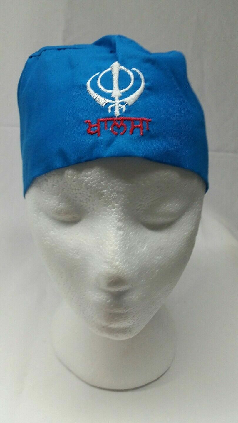 Sikh Punjabi Bluish Kids Infants baby patka pathka Khanda bandana Head ...