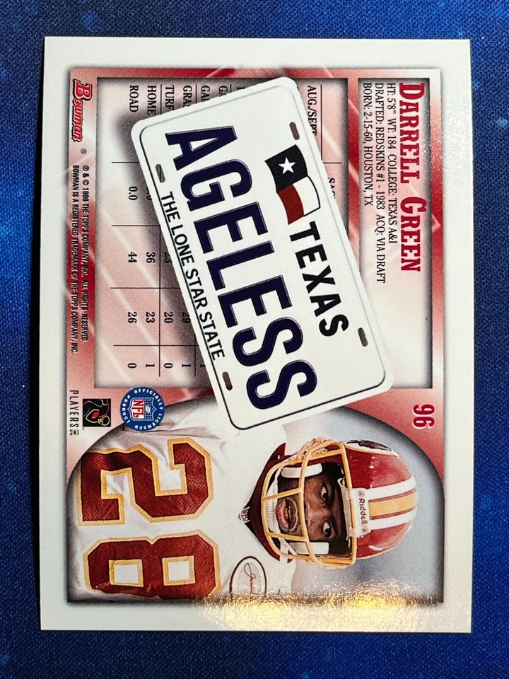 1998 Bowman Interstate Football #96 Darrell Green Washington Redskins ...