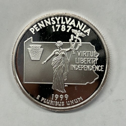 1999 Pennsylvania Statehood Large Quarter .999 Fine Silver 1 Troy Ounce ...