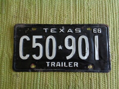 1966 Texas Trailer License Plate TX Star 66 Tag C50-901 | eBay