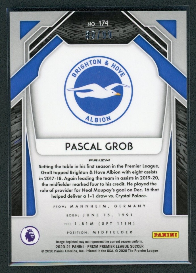 2020-21 PASCAL GROB 89/99 PANINI PRIZM PREMIER LEAGUE BREAKAWAY PURPLE ...