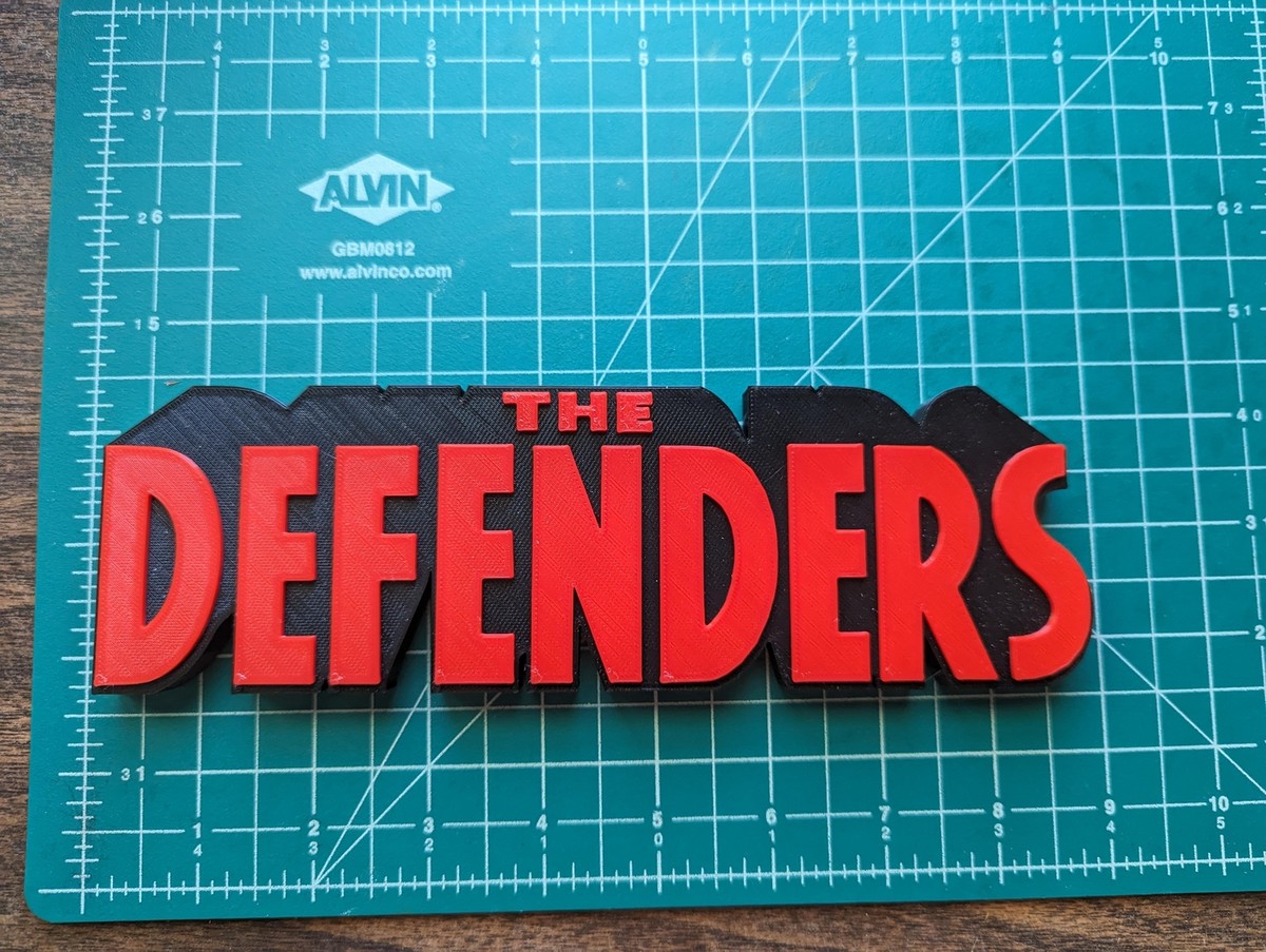 Marvel Defenders Logo The Defenders 3D Printed Logo Sign Art Shelf